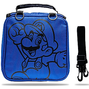 Nintendo 3DS Carrying Case Compatible With Nintendo Switch, 2DS, 3DS, 3DS XL, DS, DS XL, DS Light Handle & Shoulder Strap Traveling Carry Case With Hard Zipper Blue Officially licensed