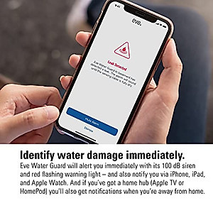 Eve Water Guard - Smart Home Water Leak Detector, 6.5 ft Sensing Cable, 100 dB Siren, (Apple HomeKit), App Notifications, Bluetooth, Thread
