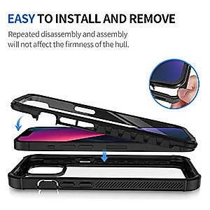 seacosmo iPhone 13 Mini Case 5.4 Inch, Full Body Shockproof Cover [with Built-in Screen Protector] Slim Lightweight Heavy Duty Fit Bumper Protective Phone Case for iPhone 13 Mini - Black/Clear