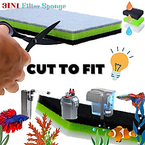 CORISRX 3IN1 Aquarium Filter Sponge Foam Pads - Filter Media for 20 Gallon Betta Fish Tank Supplies, Brine Shrimp Coarse Sponge Bio Filter Sheet - Filter Sponge Accessories (3IN1 Filter Sponge)