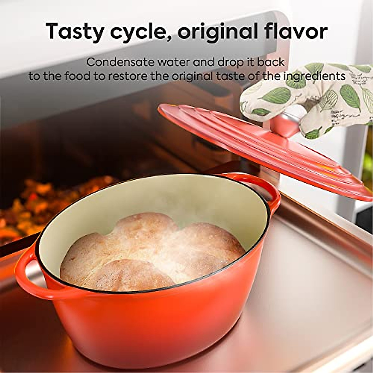 HUABANG Enameled Cast Iron Dutch Oven with Lid,Cast Iron Pot, Diameter Suitable For All Kinds of Cookware and Induction Cooker,Dishwasher,Suitable for Making Food (7.3 Quart, Cerise Oval)