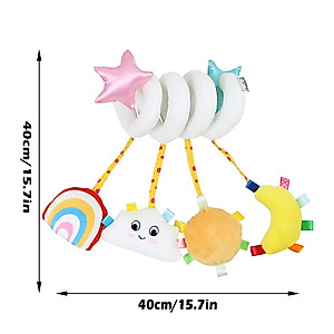 KAKIBLIN Hanging Toys for Car Seat Crib Mobile, Infant Baby Spiral Plush Toys for Crib Bed Stroller Car Seat Bar, White