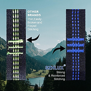 SZHLUX Hammock Straps for Trees - Set of Two 10ft Long, with 38 Loops & 2 Carabiners| Essential Hammock Accessories