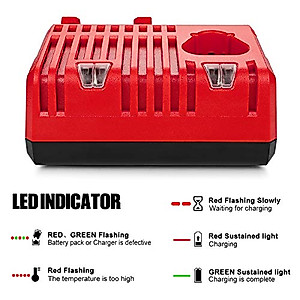 2Pack 6500mAh 48-59-1850 Replacement 18V Milwaukee M18 Battery 18Volt XC M18 48-11-1815 48-11-1820 48-11-1850 48-11-1860 Batteries with 48-59-1812 M12/M18 Milwaukee Battery Charger kit 48-11-2420