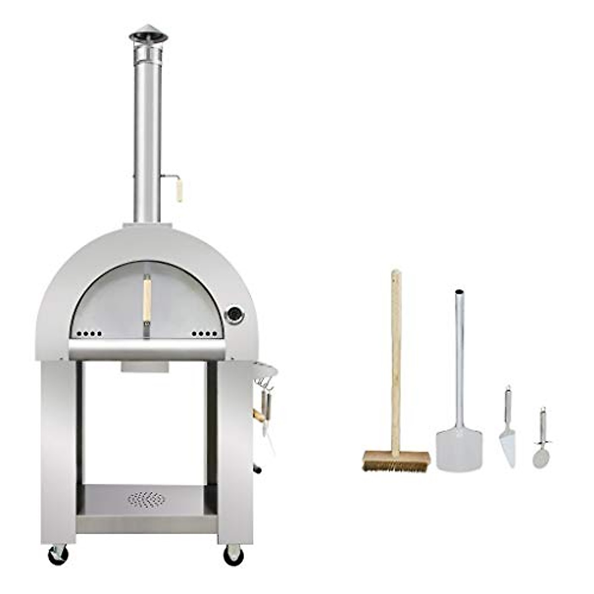 32.5" Wood Fired Stainless Steel Artisan Pizza Oven or Grill, Outdoor or Indoor