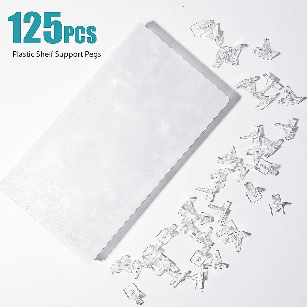 125 Pieces 5 mm Clear Plastic Shelf Support Pegs Holder for Cabinet Furniture Shelf Pin Bookshelf Bracket Easy to Install Nail