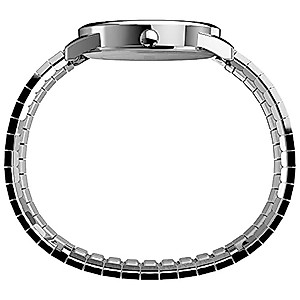 Timex Men's Easy Reader 35mm Perfect Fit Watch – Silver-Tone Case Blue Dial with Silver-Tone Expansion Band