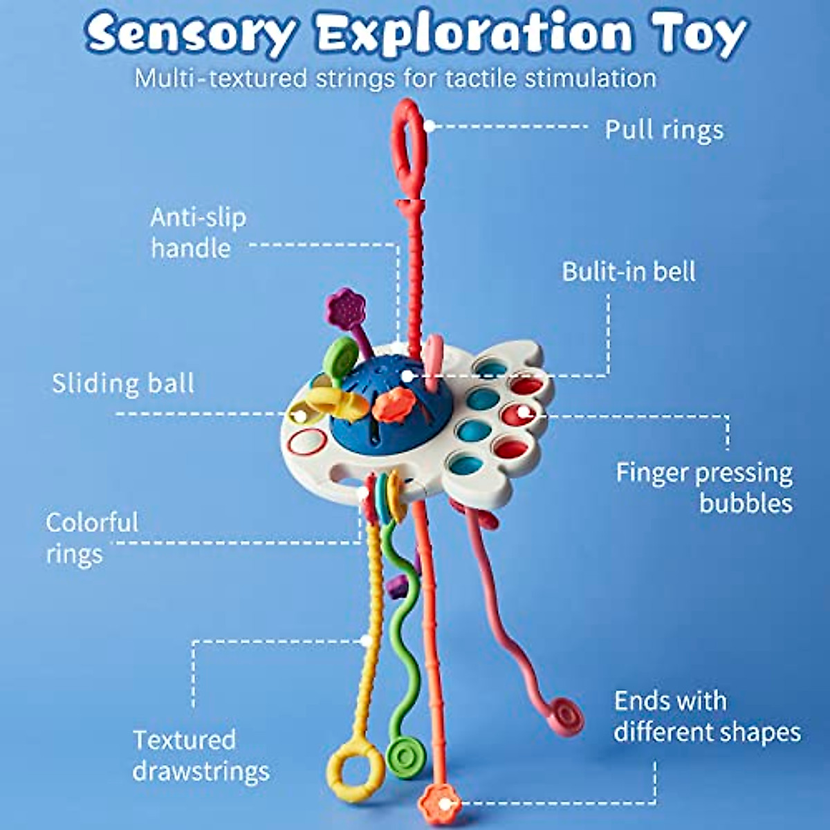 FLMRIOY Baby Montessori Sensory Toys, Octopus Pull String Activity Toys for Babies 18+ Months Toddler Early Interactive Learning Development Toy for Infant Newborn Boys Girls Gifts