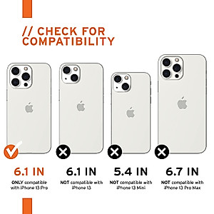 URBAN ARMOR GEAR UAG Designed for iPhone 13 Pro Case Black Sleek Ultra-Thin Shock-Absorbent Civilian Protective Cover, [6.1 inch Screen]