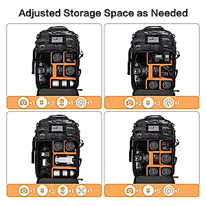 MOSISO Camera Backpack, DSLR/SLR/Mirrorless Photography Tactical Camera Bag Case with Tripod Holder & 15-16 inch Laptop Compartment & USA Flag Compatible with Canon/Nikon/Sony, Night Camouflage