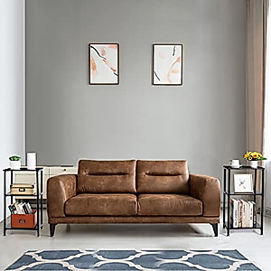 MOOACE Tall Side Table, 3 Tier End Table, Side Table with Storage Shelf for Bedroom Living Room, Small Nightstand for Small Spaces, Black