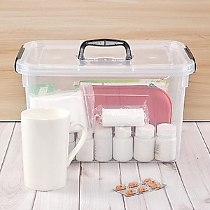 Esdiplot 10.5 L 4 Pack Clear Storage Box, Plastic Latching Box with Handles