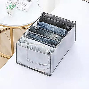 Vertrauen 3PCS Clothes Organizer, Foldable Closet Organizer, 7 Grids Drawer Dividers Storage Basket for T Shirt, Pants, Underwear, Panties, Socks