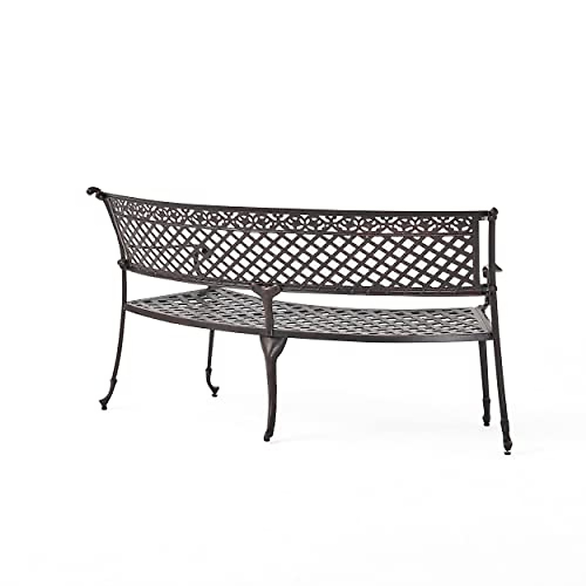 Christopher Knight Home Sebastian Outdoor Antique Cast Aluminum Sector Bench, Shiny Copper