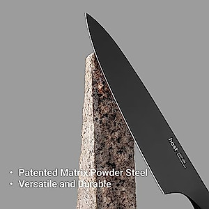 HAST Chef Knife-8 Inch-Professional Kitchen Knife-Ultra Sharp-Powder Steel-High Performance-Lightweight-Sleek Design-Ergonomic Handle-Minimalist Kitchen Decor (Matte Stainless)