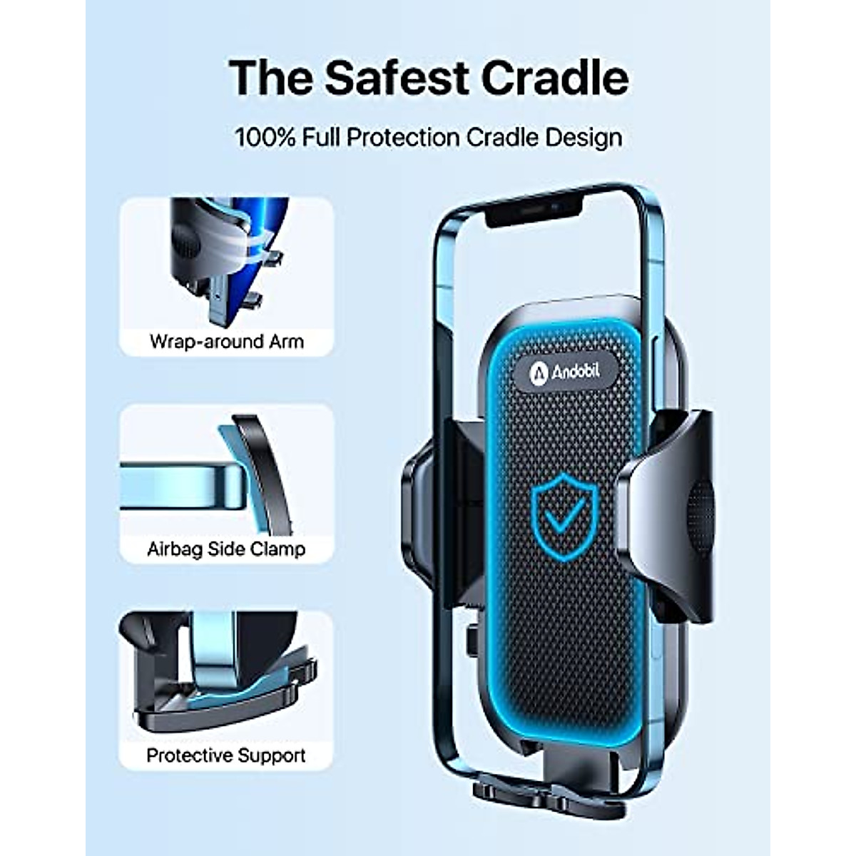 (2023 Upgraded) andobil Car Phone Mount [Military Sturdy, Firmly Grip & Never Slip] Air Vent Cell Phone Holder Car, Ultra Stable, Easy Used, Compatible with iPhone 13 14 12 Pro Max Android Samsung S23