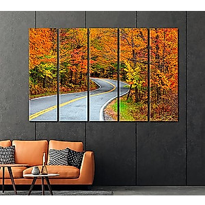 Road to Vermouth USA Autumn Landscape Canvas Print 5 Panels / 36x24 inches