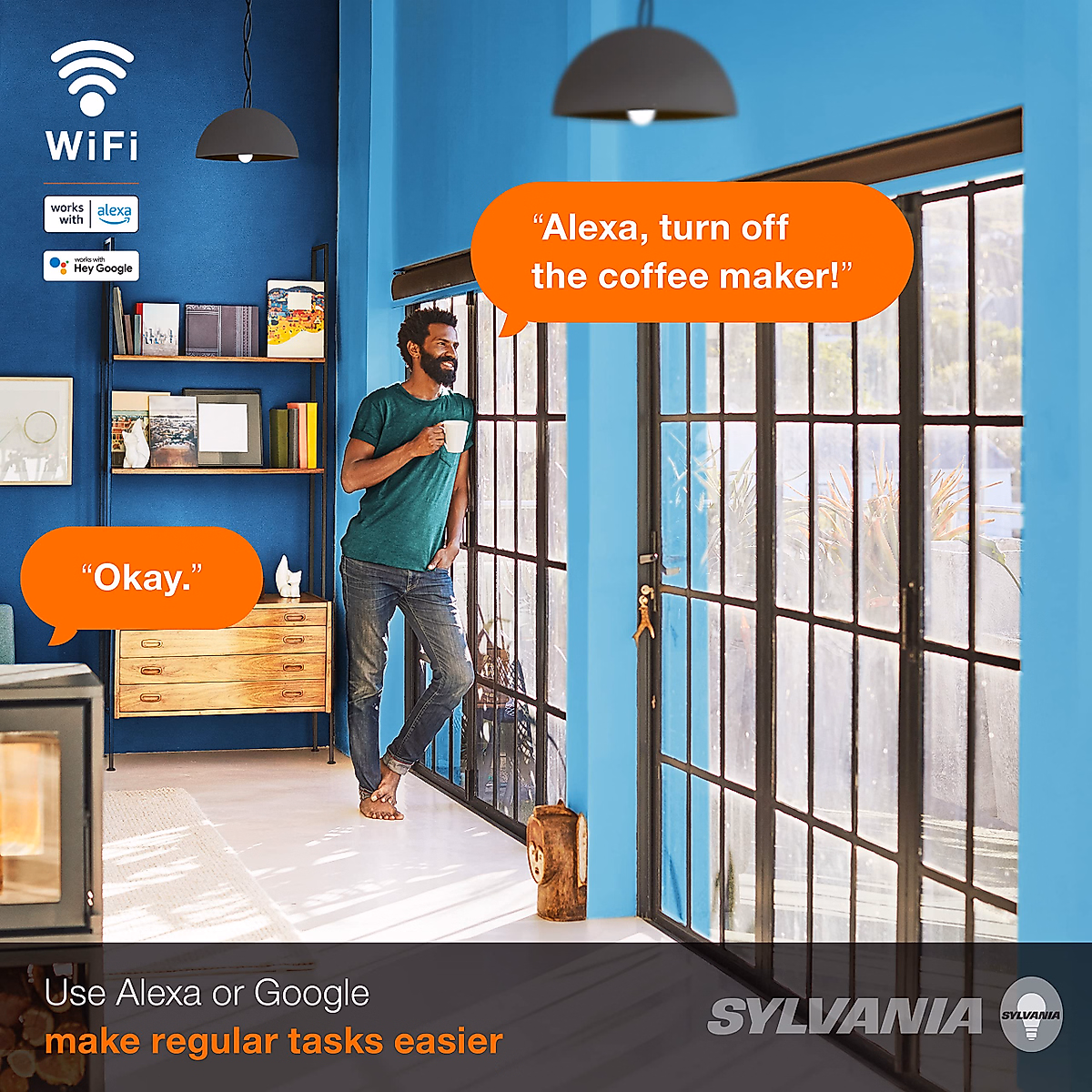 SYLVANIA Wifi Smart Plug, Voice Control, Compatible with Alexa and Google Home, Timer, On/Off, White - 4 Pack (75703)