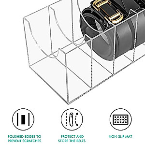 Acrylic Belt Organizer， Belt Container Storage Holder,7 Compartments Clear Belt Tie Display Case for Closet and Drawer