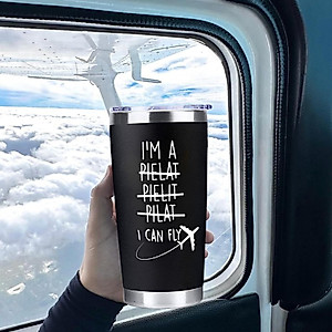 EchoMaven Pilot Gifts for Men,Women - Aviation Gifts for Pilots Men - Gifts for Pilots Men Women - Plane Gifts for Men - Cool Gifts for Pilots - Pilot Tumbler 20oz - I CAN FLY