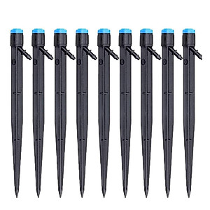 Lxcom Lighting 100 Pack Irrigation Drippers Micro Spray Adjustable Drip Emitters 360 Degree Full Circle Pattern Water Flow Irrigation Drippers System Parts Drip Irrigation for 4mm/7mm Tube