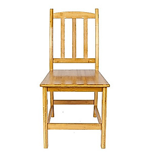 2pcs Bamboo Dining Chairs Simple Design Wooden Bedroom Study Chairs High-Back Wood Natural Color