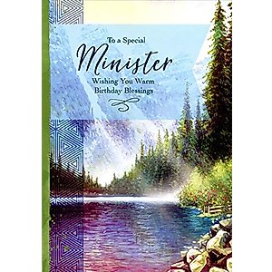 Designer Greetings Stream in Mountain Valley Birthday Card for Minister