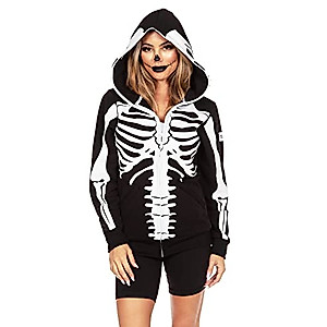 Tipsy Elves Casual Skeleton Hoodie Black White Halloween Costume Size Medium