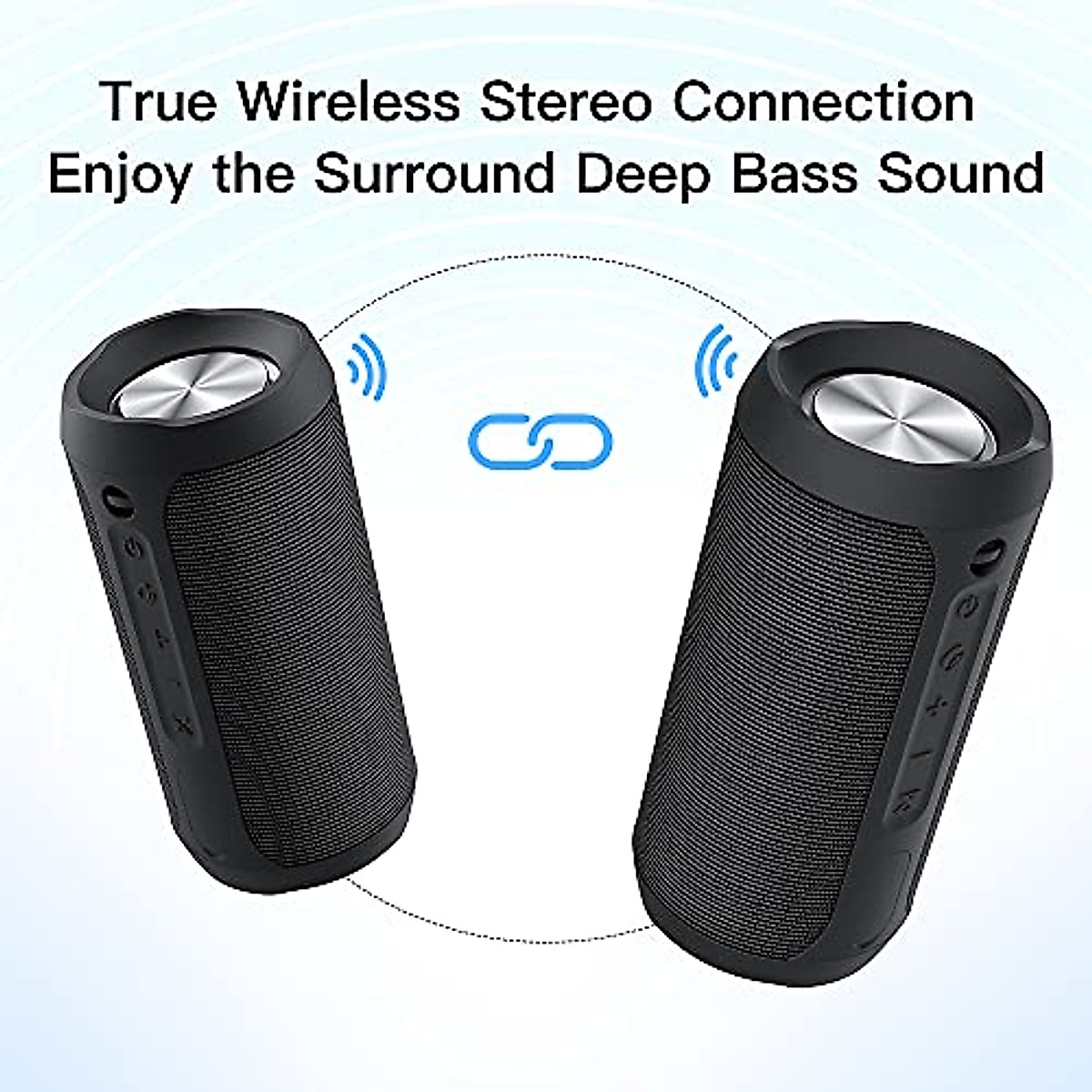 EDUPLINK Waterproof Portable Bluetooth Speaker - 20W Louder Wireless Speaker with 20 Hours Playtime, TWS Pairing, RGB Lights and TF Slot - Perfect for Beach and Pool (Black)