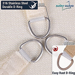 SUNNY GUARD Sun Shade Sail 13' x 19.5' Rectangle Cream UV Block Sunshade for Backyard Yard Deck Patio Garden Outdoor Activities and Facility