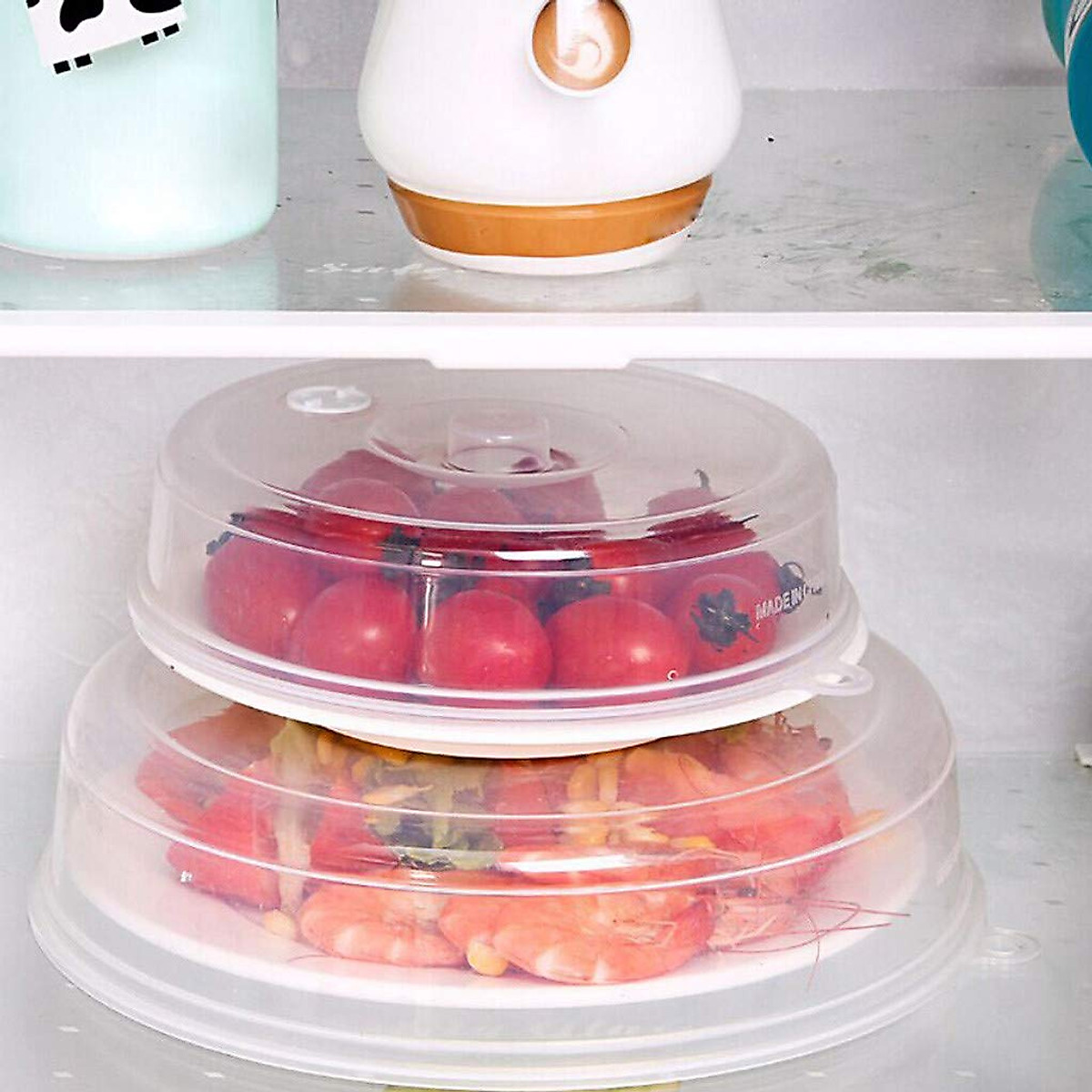 2 PCS Microwave Cover for Food, Clear Microwave Splatter Cover with Steam Vent, 9 Inch and 6.7 Inch Covers, Kitchen Gadgets and Accessories, Transparent