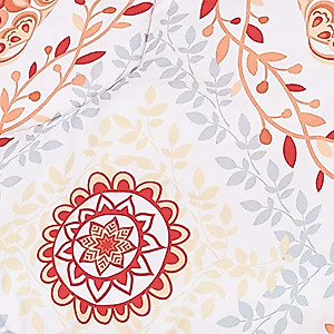 Amazon Basics 5-Piece Lightweight Microfiber Bed-In-A-Bag Comforter Bedding Set - Twin/Twin XL, Coral Medallion