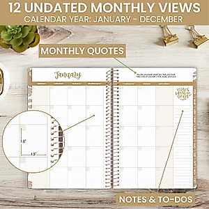 bloom daily planners UNDATED Calendar Year Day Planner - Passion/Goal Organizer - Start Anytime Monthly/Weekly Agenda Book with Tabs (January to December) - 5.5" x 8.25" - Tan Leopard