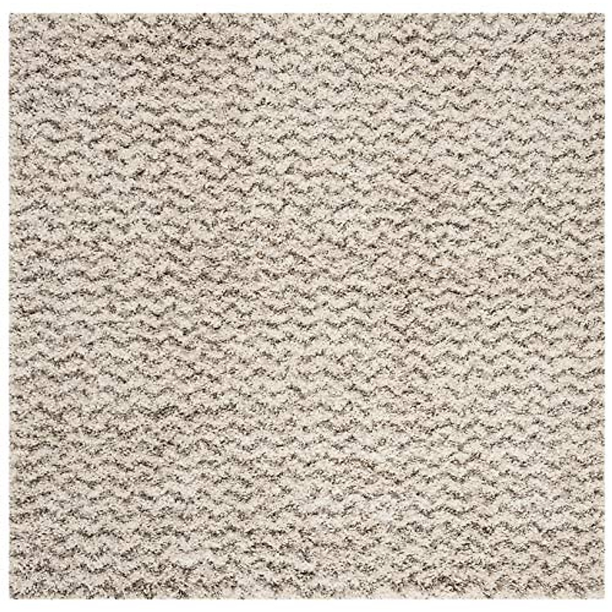 SAFAVIEH Hudson Shag Collection 7' Square Ivory/Grey SGH330A Chevron Non-Shedding Living Room Bedroom Dining Room Entryway Plush 2-inch Thick Area Rug