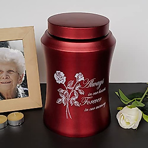 Large Cremation Urns for Adult Human Ashes, Up to 220 lbs Decorative Urn with Flower Design for Female Male Ashes with Velvet Bag(Rose of Love)