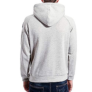 Men's Pullover Winter Workout Thenlian Mens Pure Color Zipper Pullover Long Sleeve Hooded Sweatshirt Tops Blouse(Gray, XXL)