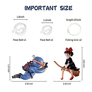 Floating Fish Tank Decorations, Aquarium Decorations Fish Tank Accessories, Suitable for All Kinds of Fish Tanks Scene Layout (Lovely Diver and Little Fairy)