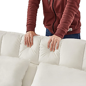 Lepfun 3 in 1 Convertible Sleeper Sofa Couch with Pull Out Bed, Small Futon Loveseat Lounge Chaise with Reclining Backrest and Armrest, Upholstered Love Seats Sofabed, Off White Velvet