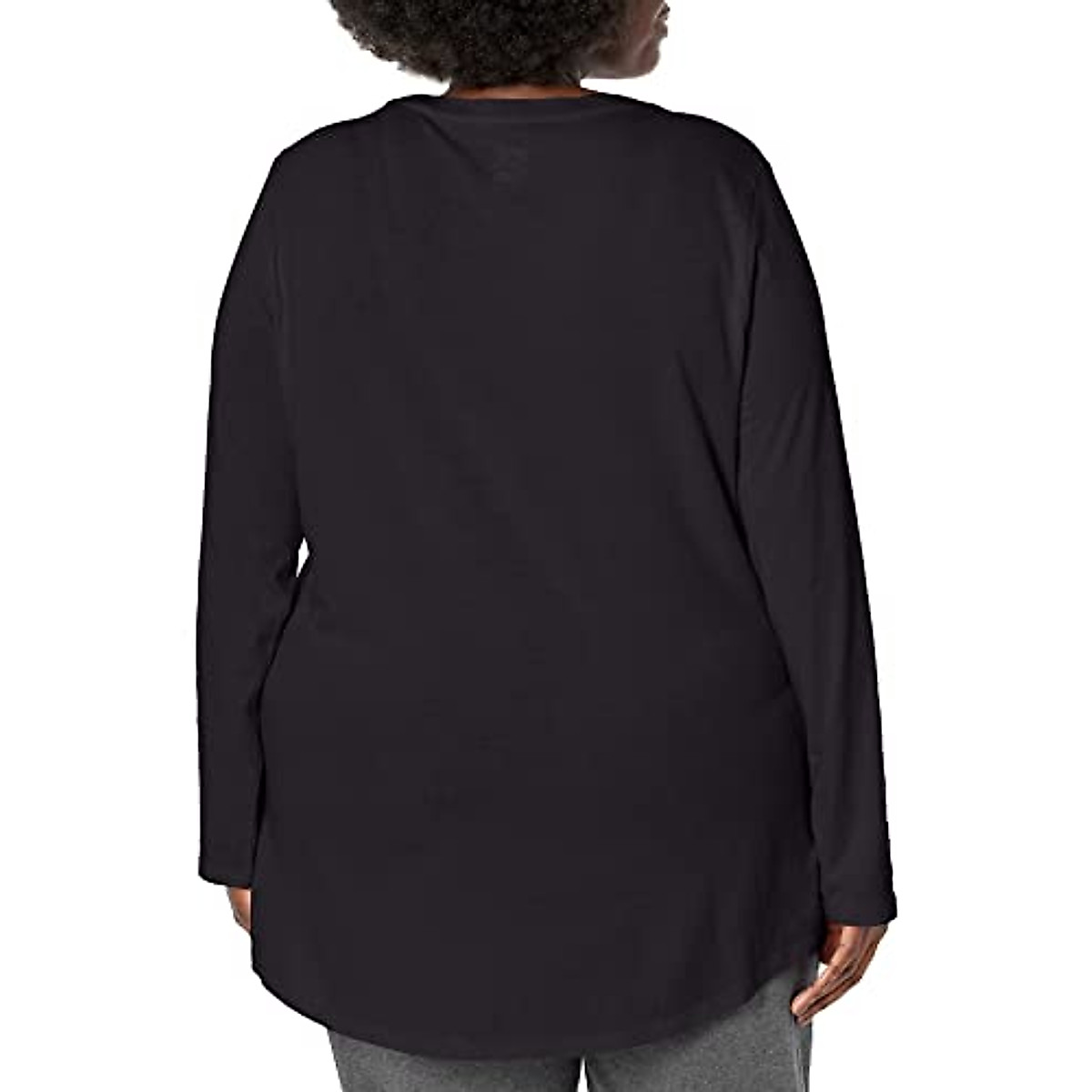 Just My Size Women's Plus Size Split Neck Tunic, Black, 2X