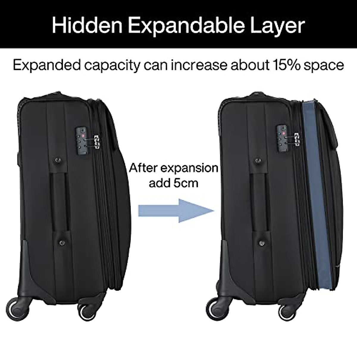 Hanke 20" Softside Expandable Carry on Luggage with Spinner Wheels, Lightweight upright Suitcase with TSA Lock,Rolling Travel Luggage for Woman Man,20-Inch(Purple)