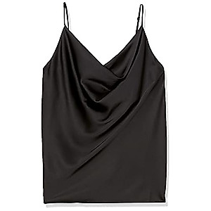 The Drop Women's Christy Cowl Neck Cami Silky Stretch Top Shirt, -Black, M