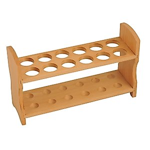 EISCO Wooden Test Tube Rack - Accommodates 12 Tubes, up to 28mm - 10.25" Wide - Premium Polished Beech Wood Construction