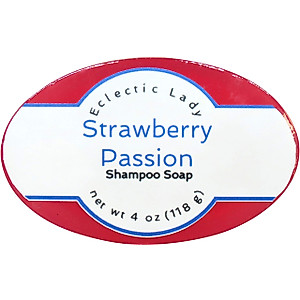 Eclectic Lady Strawberry Passion Shampoo Soap Bar with Pure Argan Oil, Silk Protein, Honey Protein and Extracts of Calendula Flower, Aloe, Carrageenan, Sunflower - 4 oz Bar