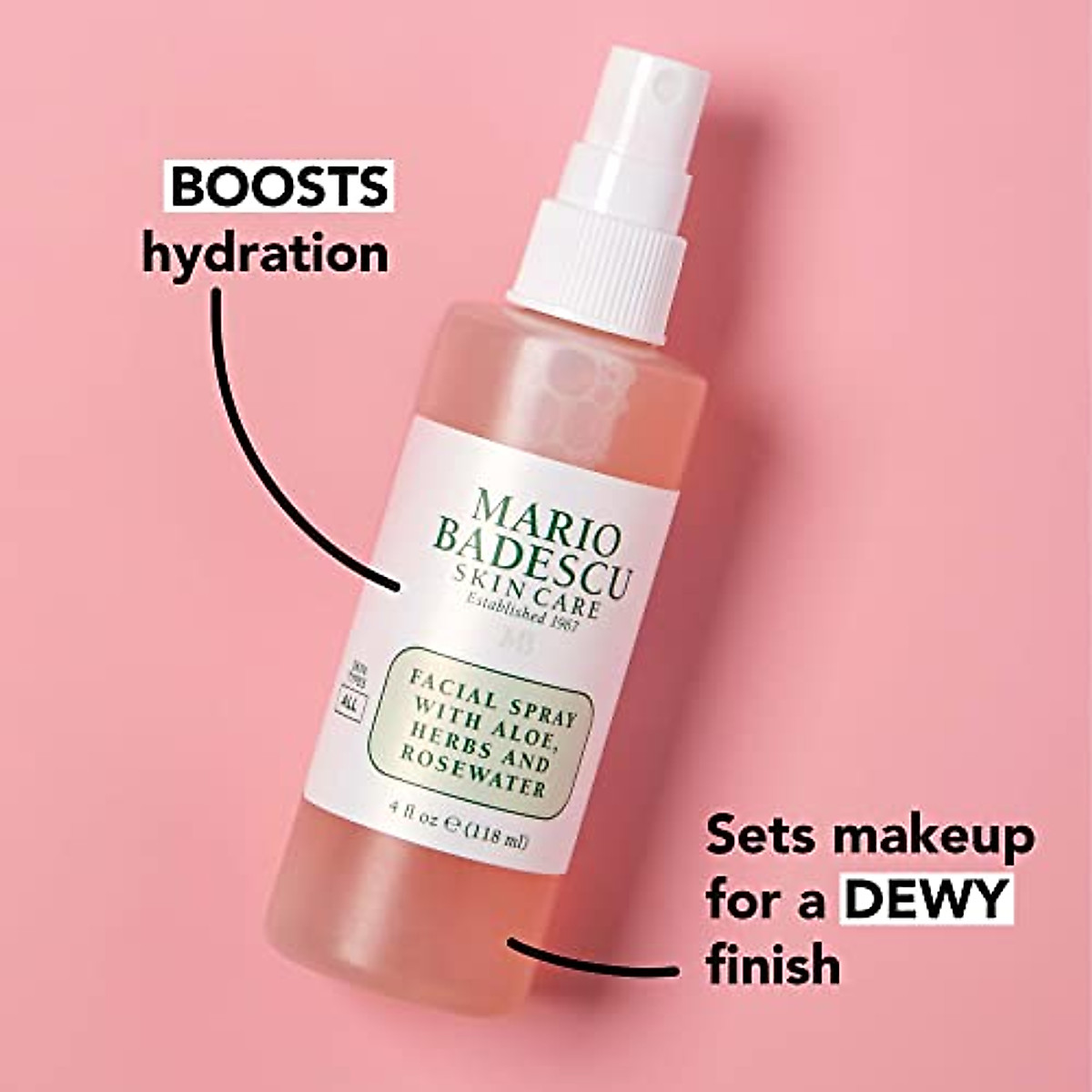 Mario Badescu Facial Spray with Aloe, Herbs and Rosewater for All Skin Types | Face Mist that Hydrates, Rejuvenates & Clarifies |4 Fl Oz (Pack of 2)