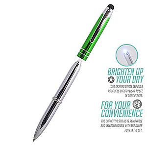 Travigo 6-Pack 3-in-1 Capacitive Stylus Tip Ballpoint Metal Pen with LED Light Set | Black Blue Red Green Pink White