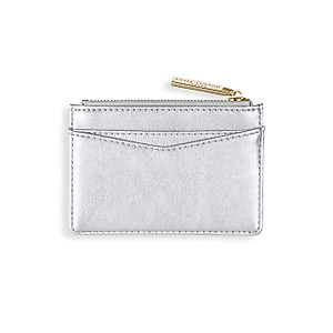 KATIE LOXTON Alexa Shimmer on Metallic Silver Womens Small Vegan Leather Zippered Card Holder Wallet