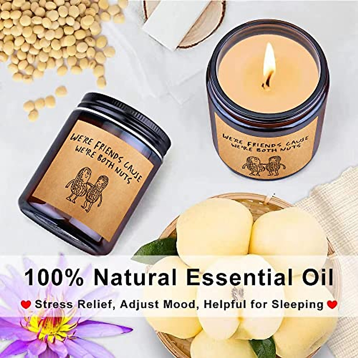 Best Friend Birthday Gifts for Women Men Sister, Unique Friendship Bday Candle Present for Female Her Bestie BFF Long Distance Relationship Girlfriend, Fun Anniversary Ideas (friend-nuts)