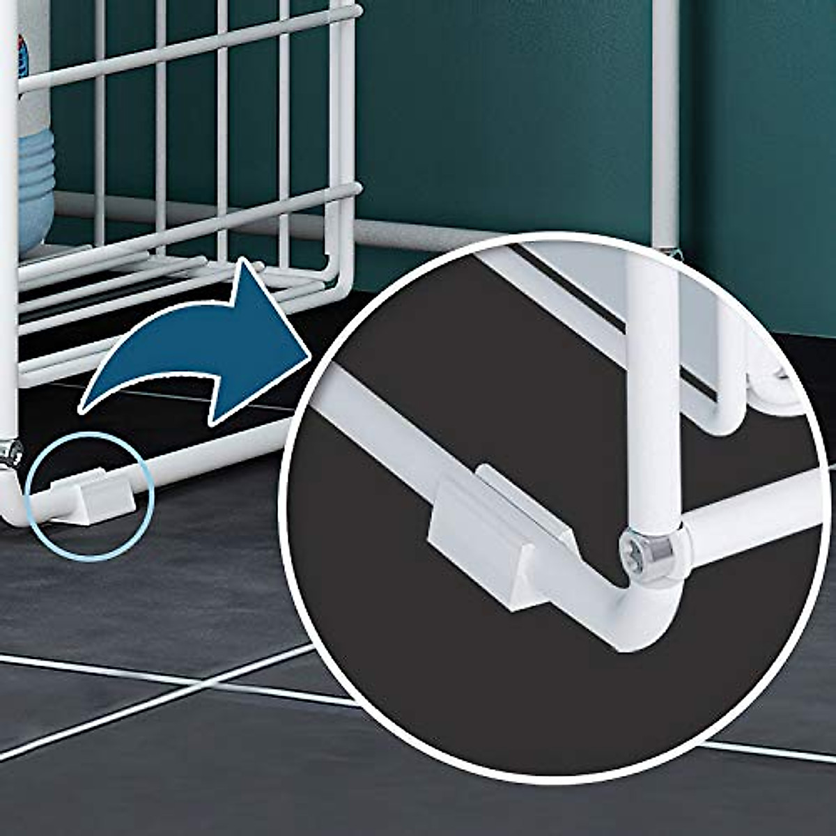 Moxeay Metal Basket Organizer 2-Tier Under Sink Cabinet Organizer with Sliding Storage Drawer, Stackable Basket Rack for Kitchen & Bathroom