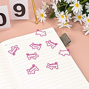 RAYNAG 50 Pieces Cute Pig Shaped Small Paper Clips Bookmark Clips for Office School Home ,Pink