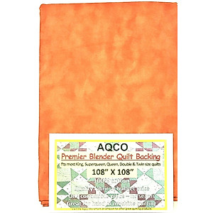 Generic Premier Quilt Backing, King, Seamless, Blender Orange, 108""x108"", by AQCO